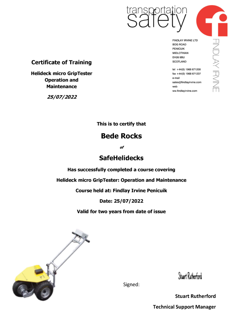 Friction Testing – Safe Helidecks